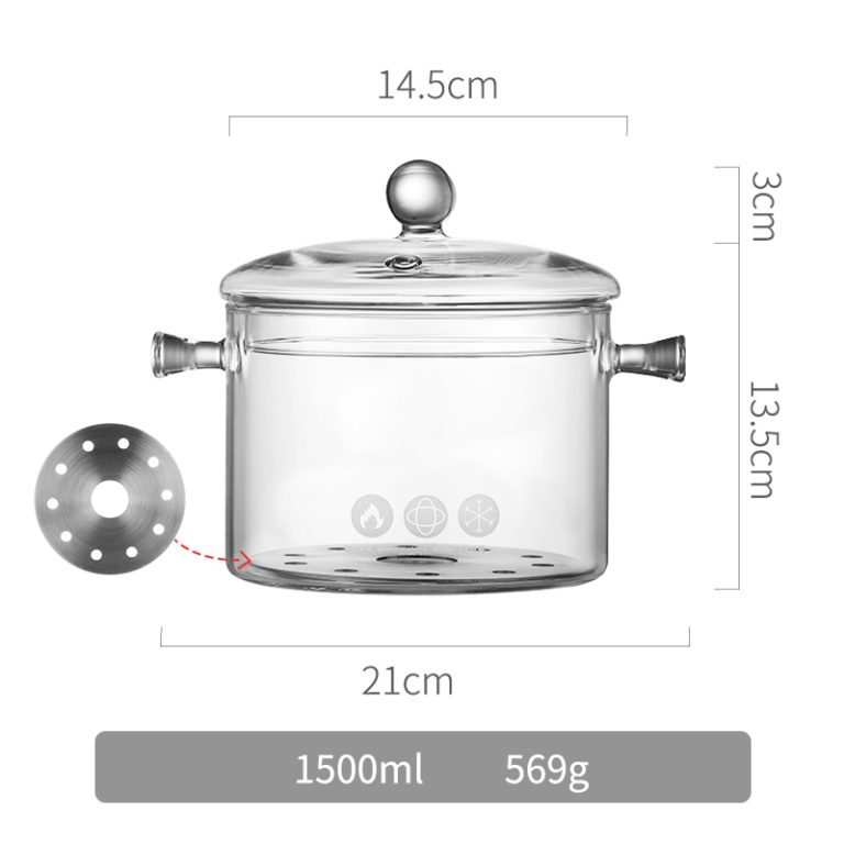Clear Glass Cooking Pot | 1.5L Best Glass Cookware