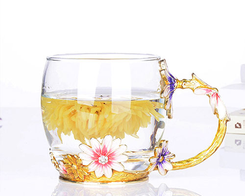 Flower Glass Cup | 300ml Best Unique Glass Tea Cup
